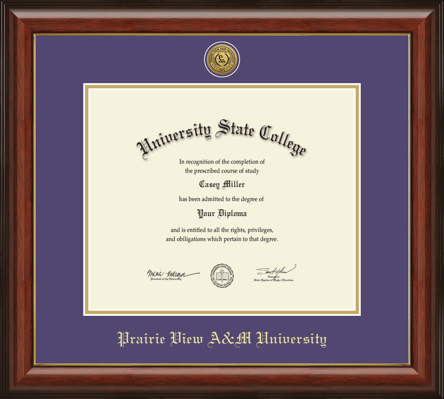 Prairie View A&M University Diploma Frame, Document Size 12" x 10 ...