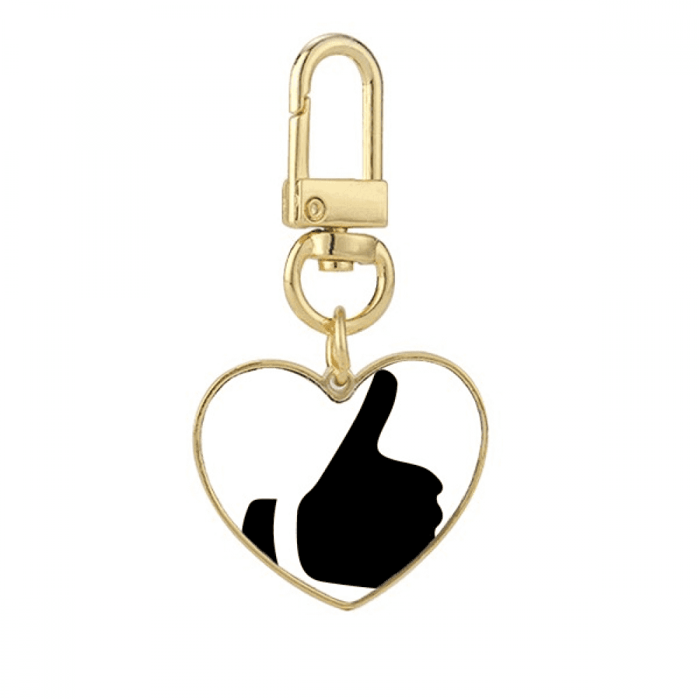 Praise Gesture Outline Pattern Gold Heart Keychain Metal Keyring Holder ...