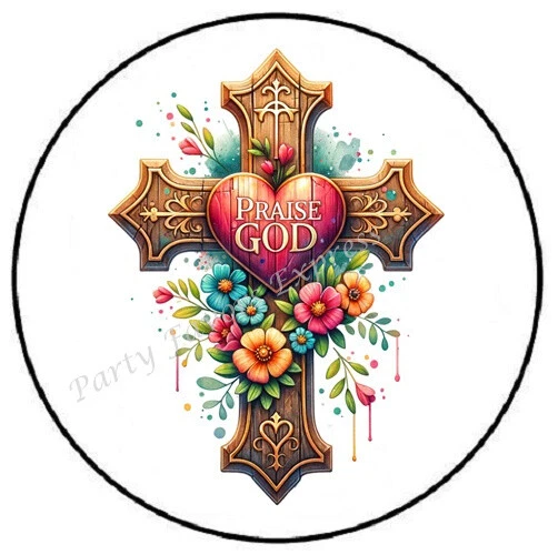 Praise God Cross Religious Stickers Party Favors Phone Decal Water ...