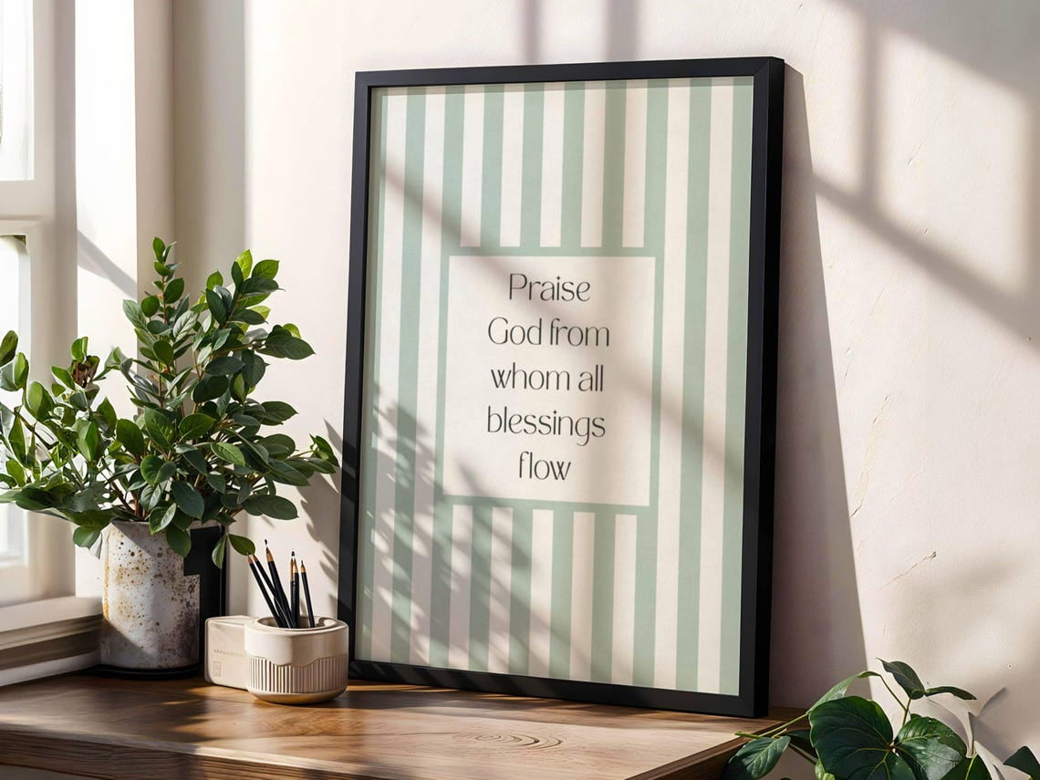 Praise God Hymn Poster Sage Green Scripture Wall Art for Calm and Faith ...