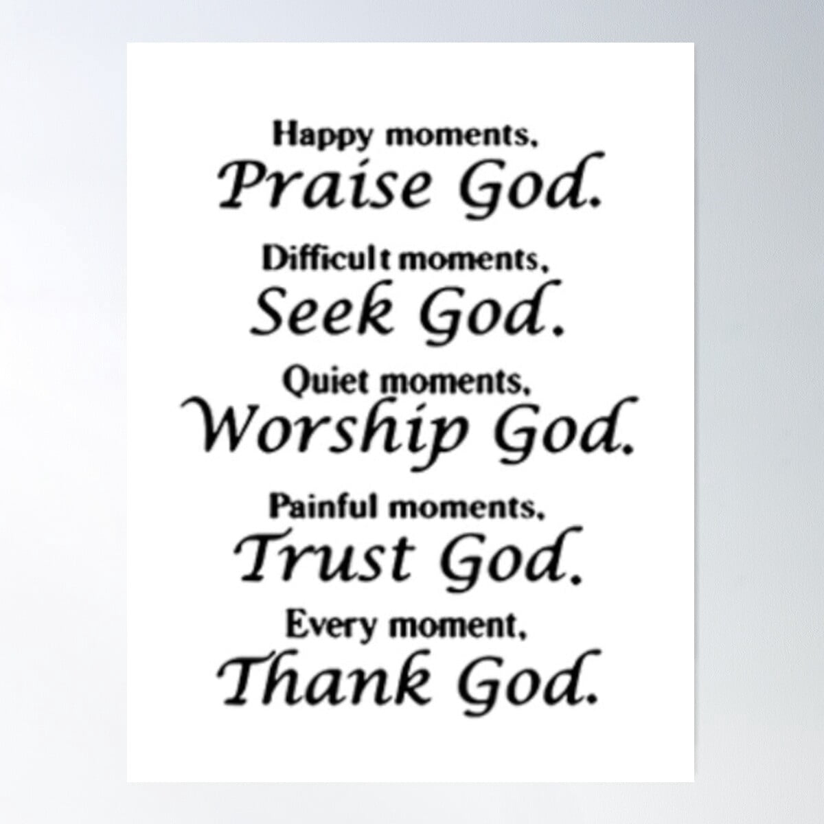Praise God Seek God Trust God Thank God Poster Wall Art, UNFRAMED PAPER ...