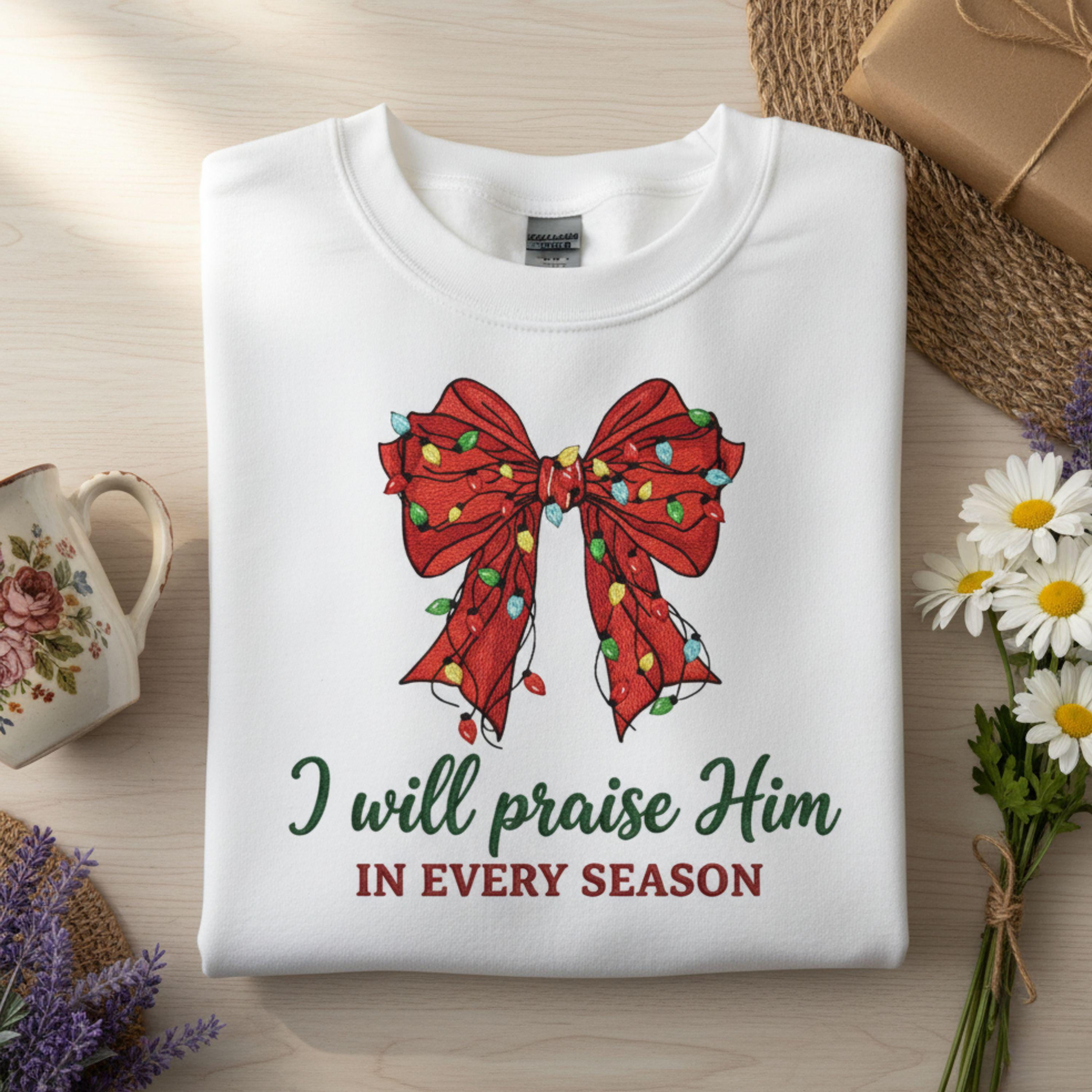 Praise Him Embroidered Sweatshirt, Christian Christmas Crewneck ...