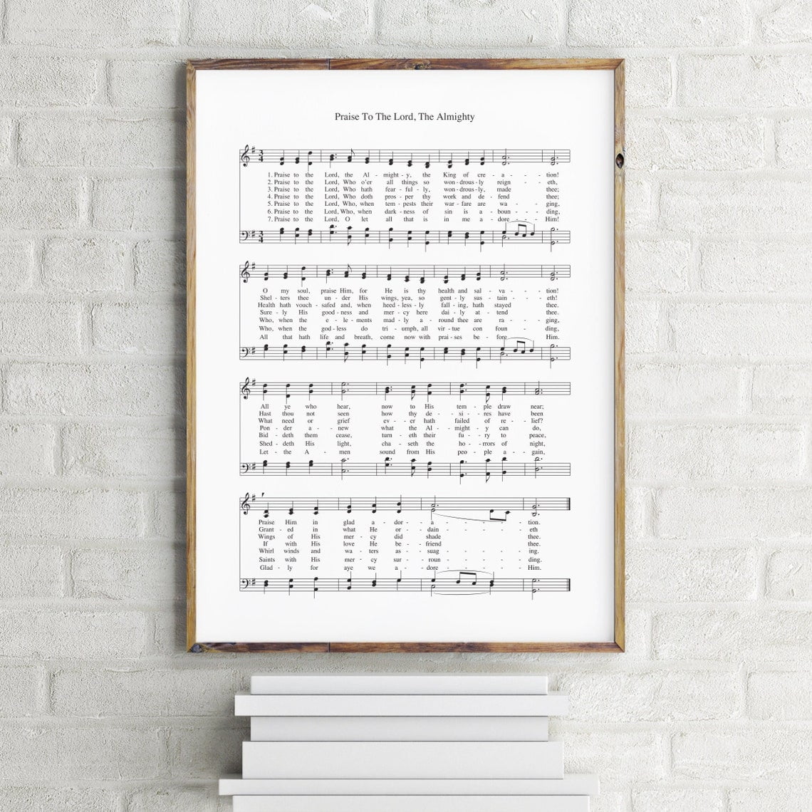 Praise To The Lord The Almighty Music Sheet Wall Art,Winter Holiday ...