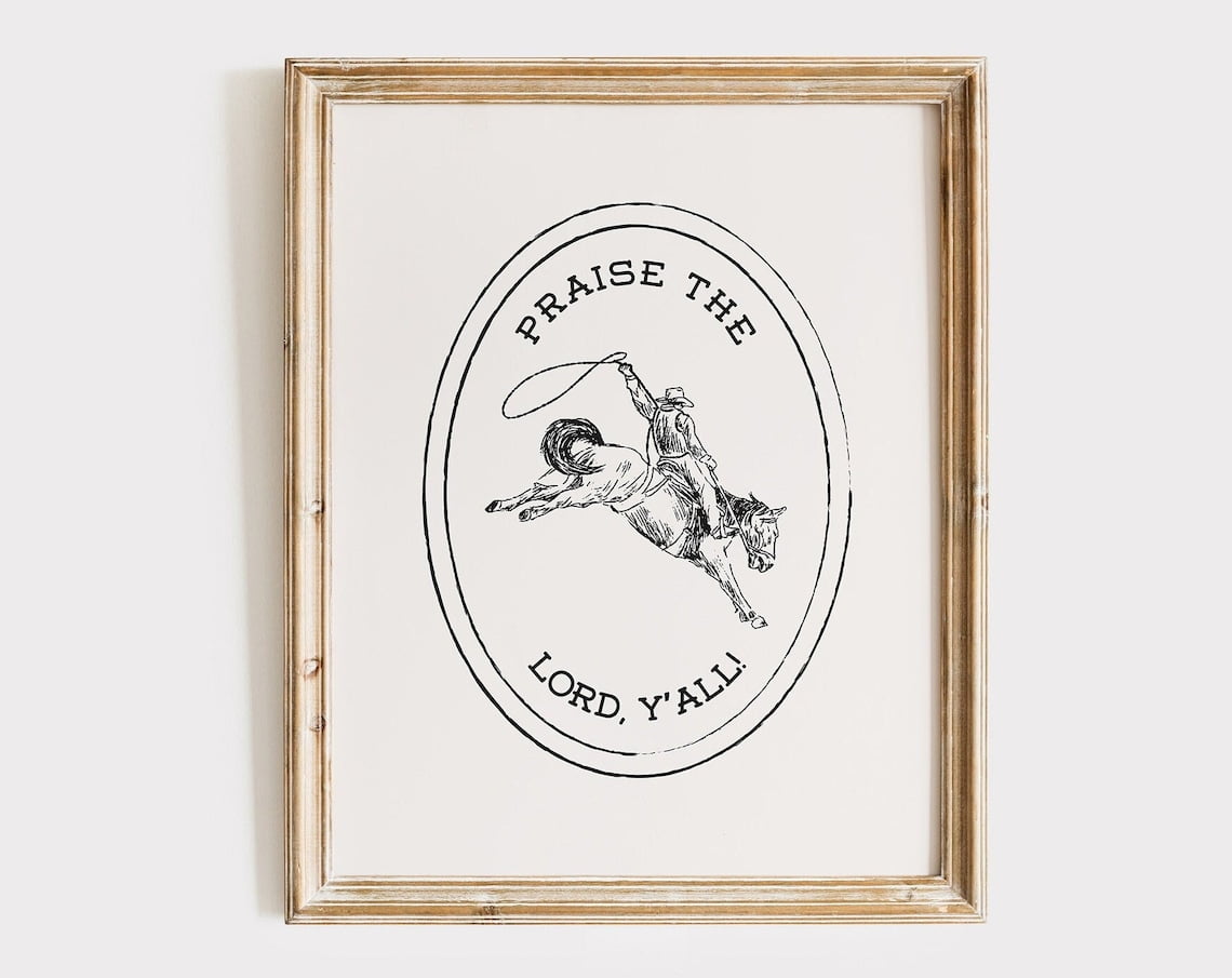 Praise The Lord Western 2.0 Vintage Cowboy Print Christian Home Decor ...