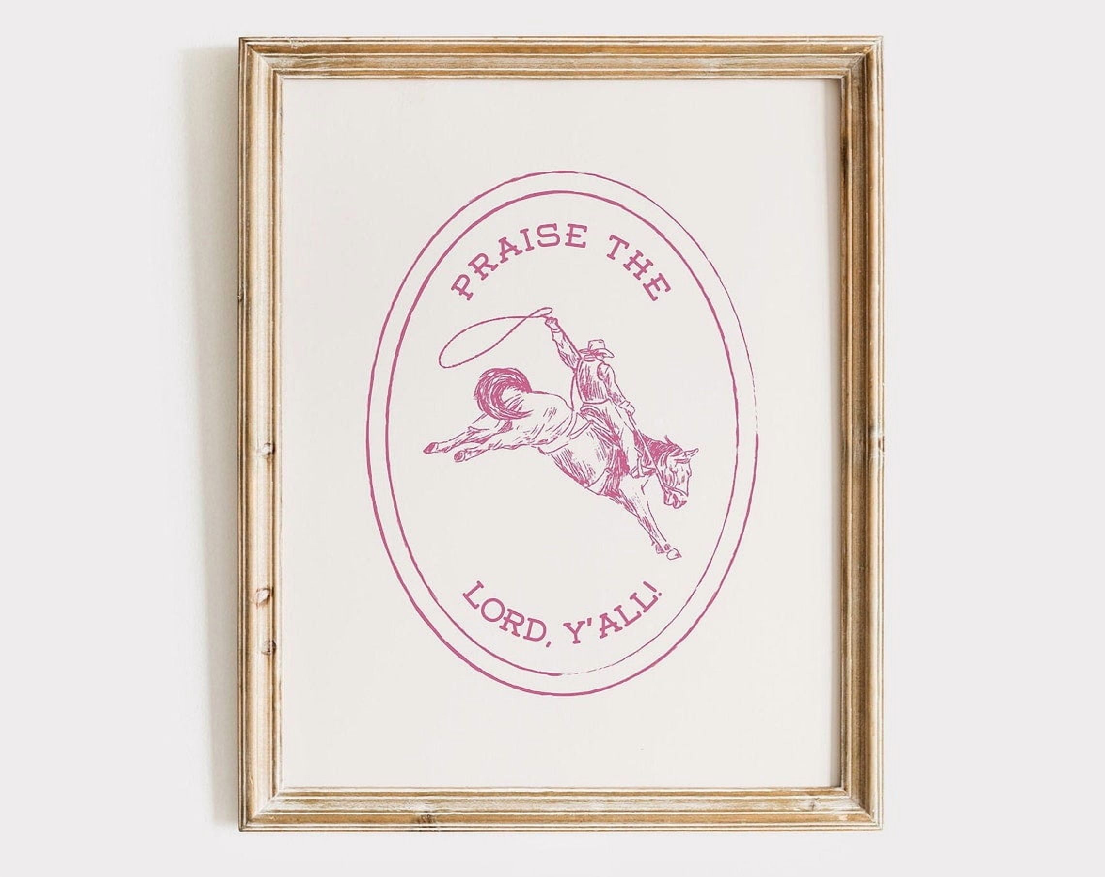 Praise The Lord Western Vintage Cowboy Poster Pink Girly Christian Home ...
