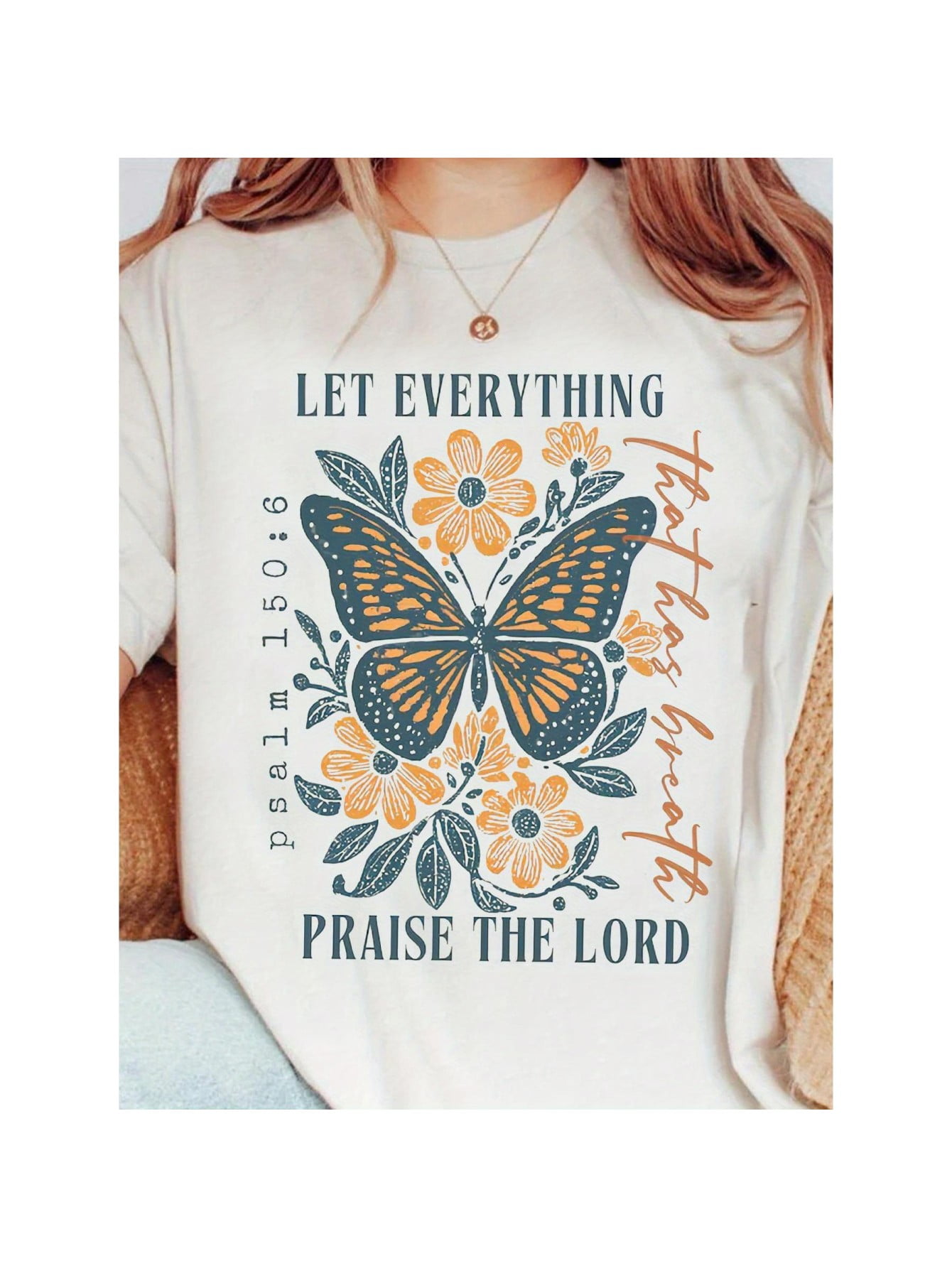 [Praise the Lord, Christian Boho Tee] Christian Boho Cotton Print ...
