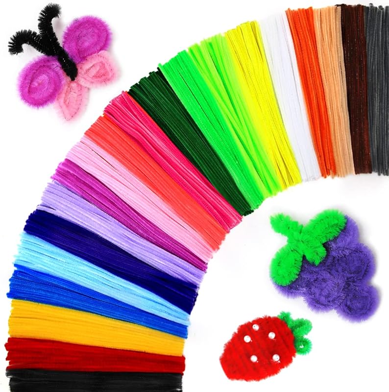 Praisebank Pipe Cleaners for Crafts (200pcs 20 Colors), 12 inch Long ...