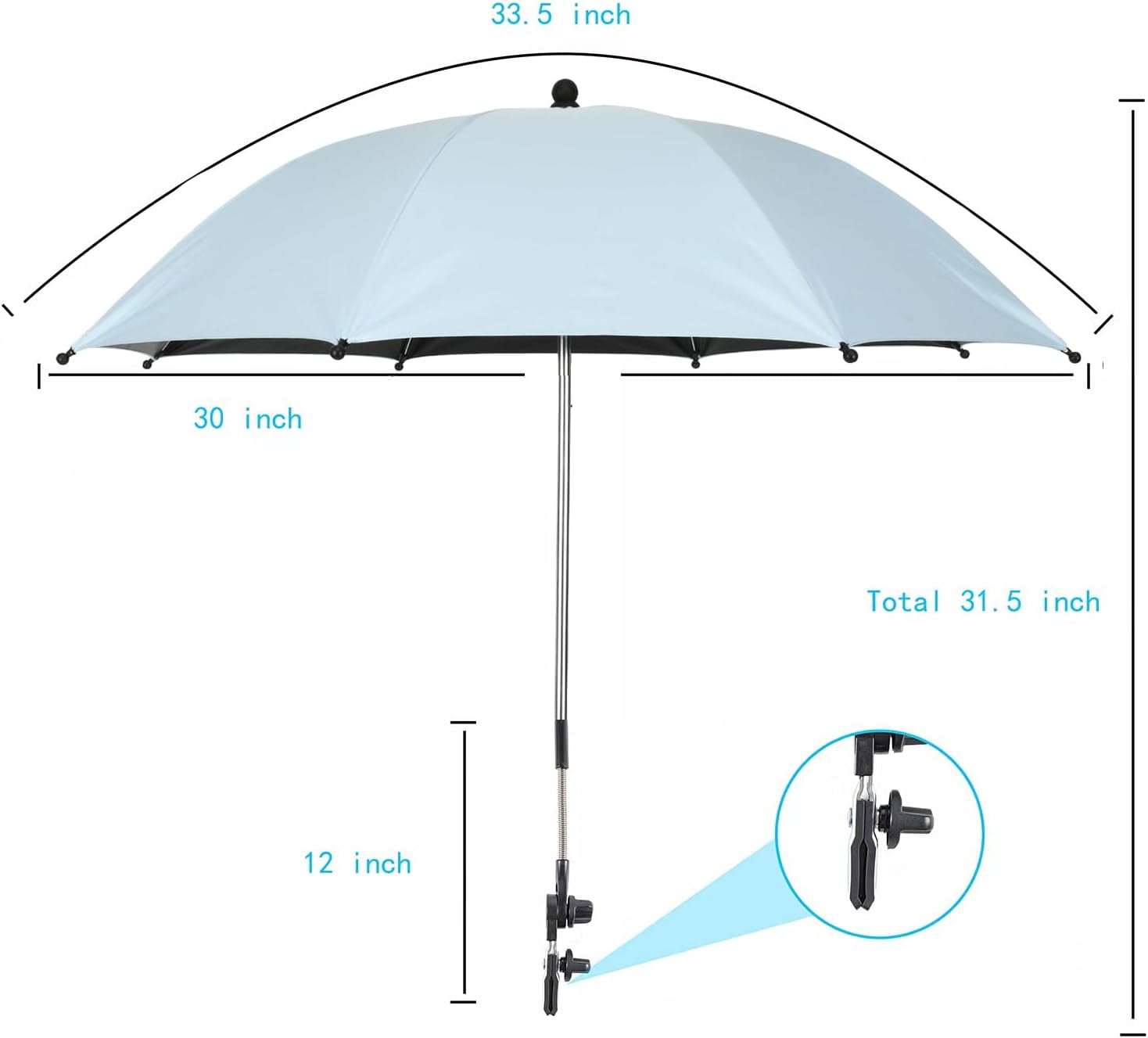 Pram with Adjustable Clamp, UPF 50+ -Proof Parasol for Strollers ...