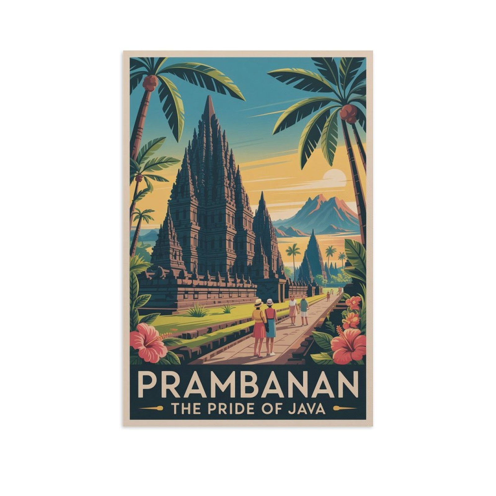 Prambanan Temple Pride of Java Vintage Travel Poster Retro Indonesia ...