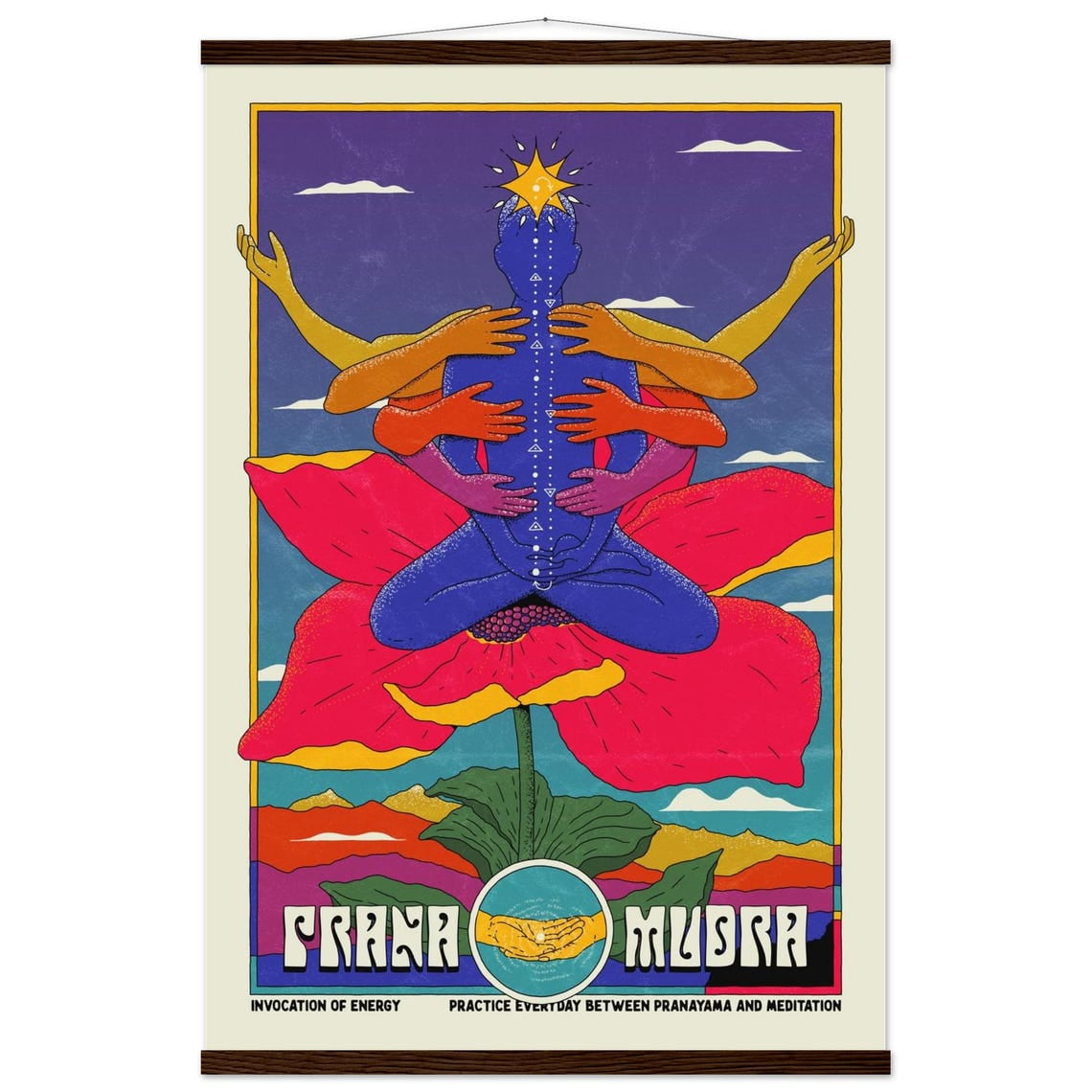 Prana Mudra. Large Format Print With Hanger Wall Art, Modern Wall Decor ...