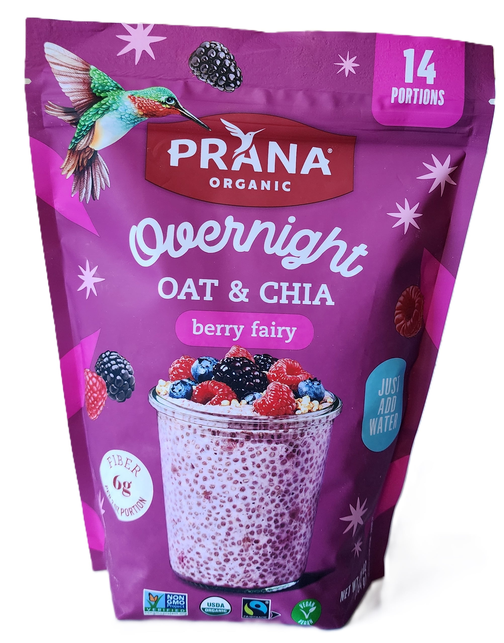 Prana Organic Overnight Oat & Chia Mix, 6g Fiber, Net wt 28 oz (794g ...