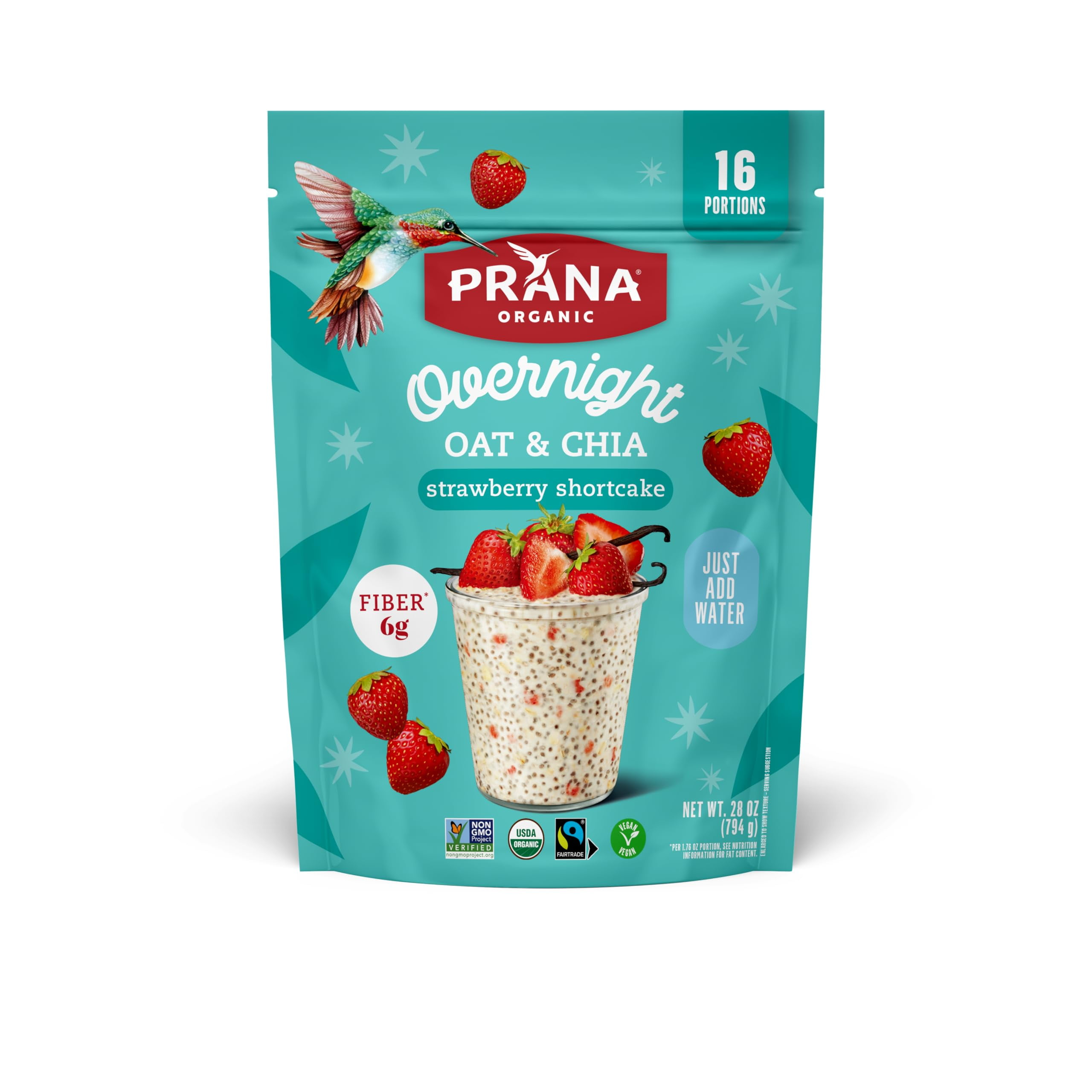 Prana Organic Overnight TWE5 Chia with Oats Strawberry Shortcake | Rich ...