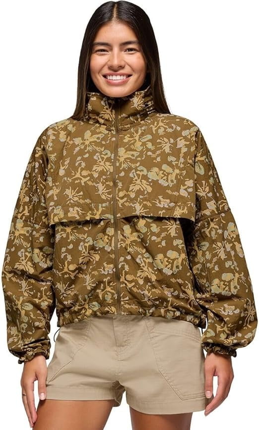 Prana RETRO OLIVE DIGIBLOLEOM Women's Encinitas Windbreaker, US Medium ...