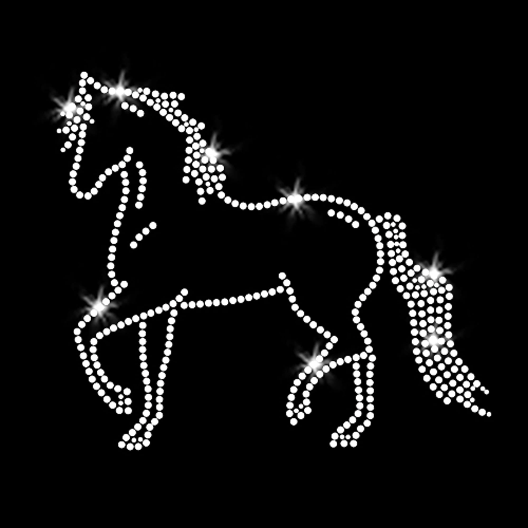 Prancing Horse Pony Sparkly Equestrian Cowgirl Bling Iron-on Clear ...