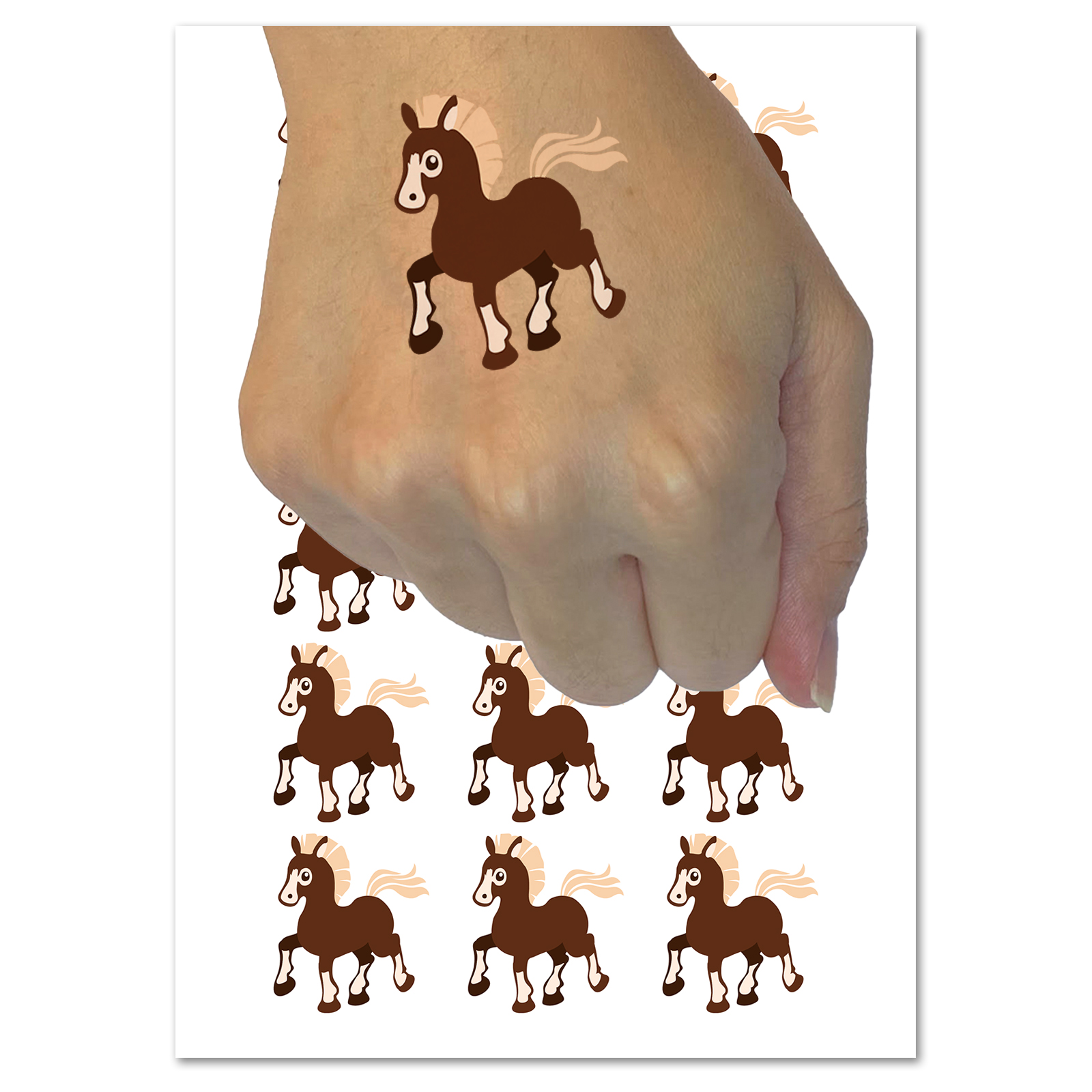 Prancing Pony Horse Mule Water Resistant Temporary Tattoo Set Fake Body ...