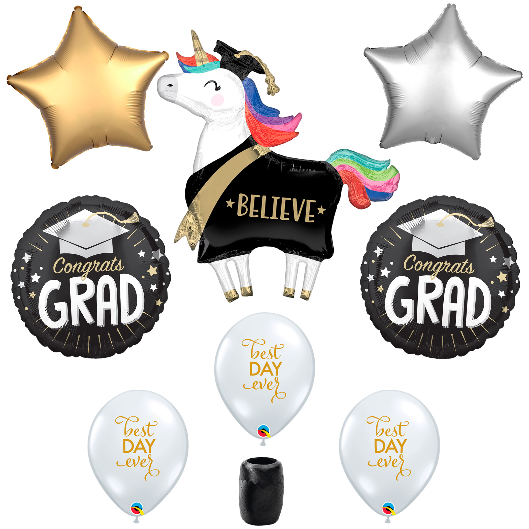 Veil Entertainment Prancing Unicorn Congrats Grad Luxe Rainbow 8pc ...