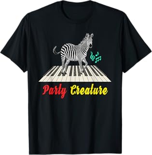 Prancing Zebra on Keyboard Black & White Party Theme T-Shirt - Walmart.com