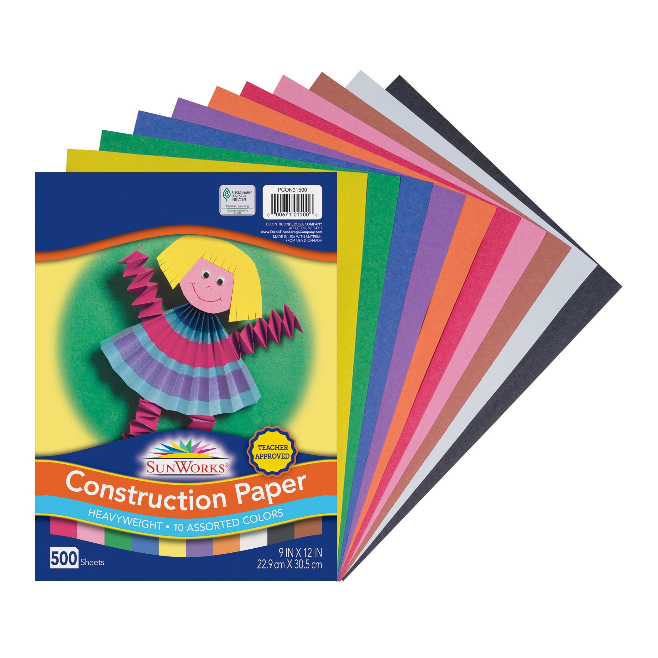 Prang Construction Paper, 10 Assorted Colors, 9" x 12", 500 Sheets ...