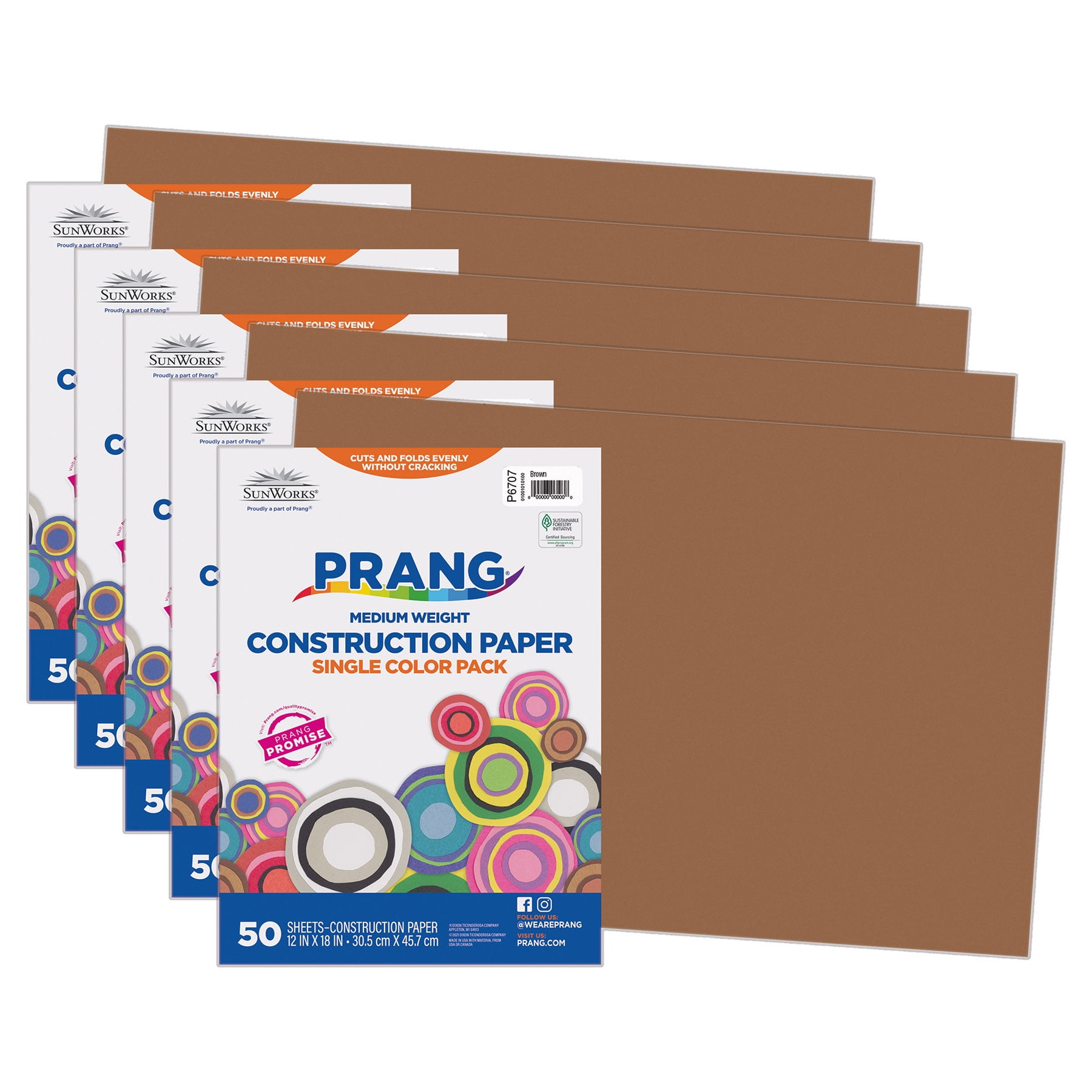 Prang Construction Paper, Medium Weight, Brown, 12" x 18", 50 Sheets ...