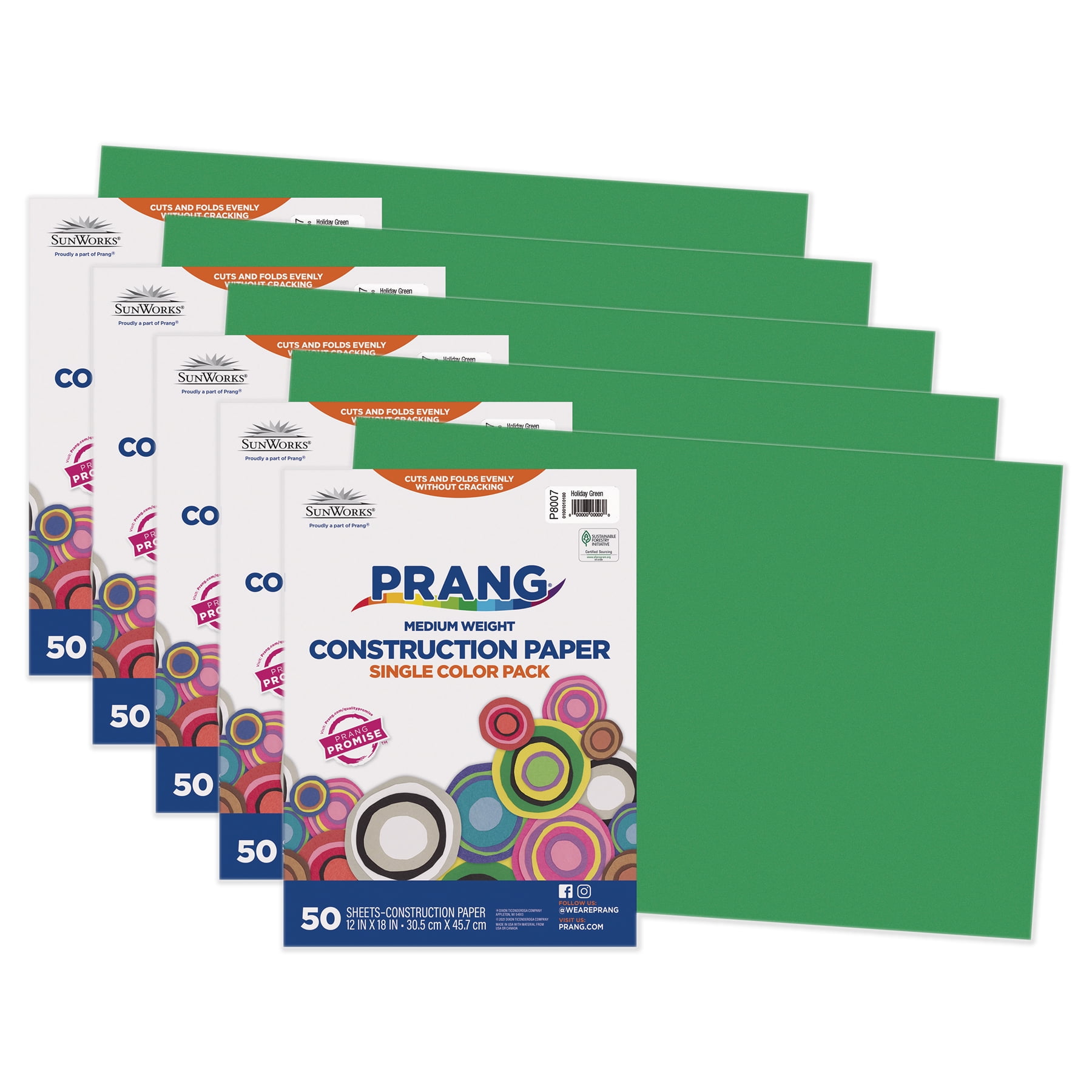 Prang Construction Paper, Medium Weight, Holiday Green, 12" x 18", 50 ...