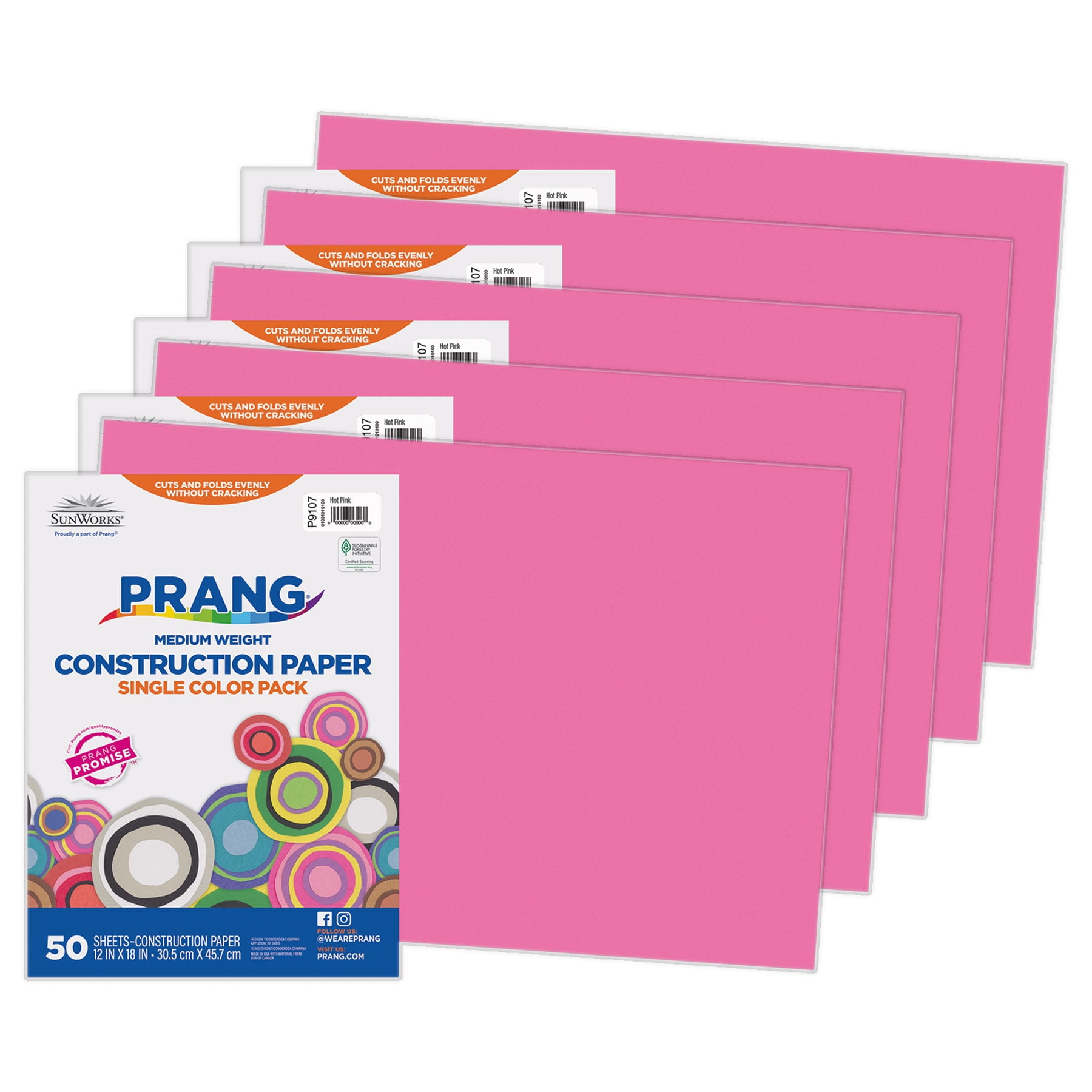 Prang Construction Paper, Medium Weight, Hot Pink, 12" x 18", 50 Sheets ...