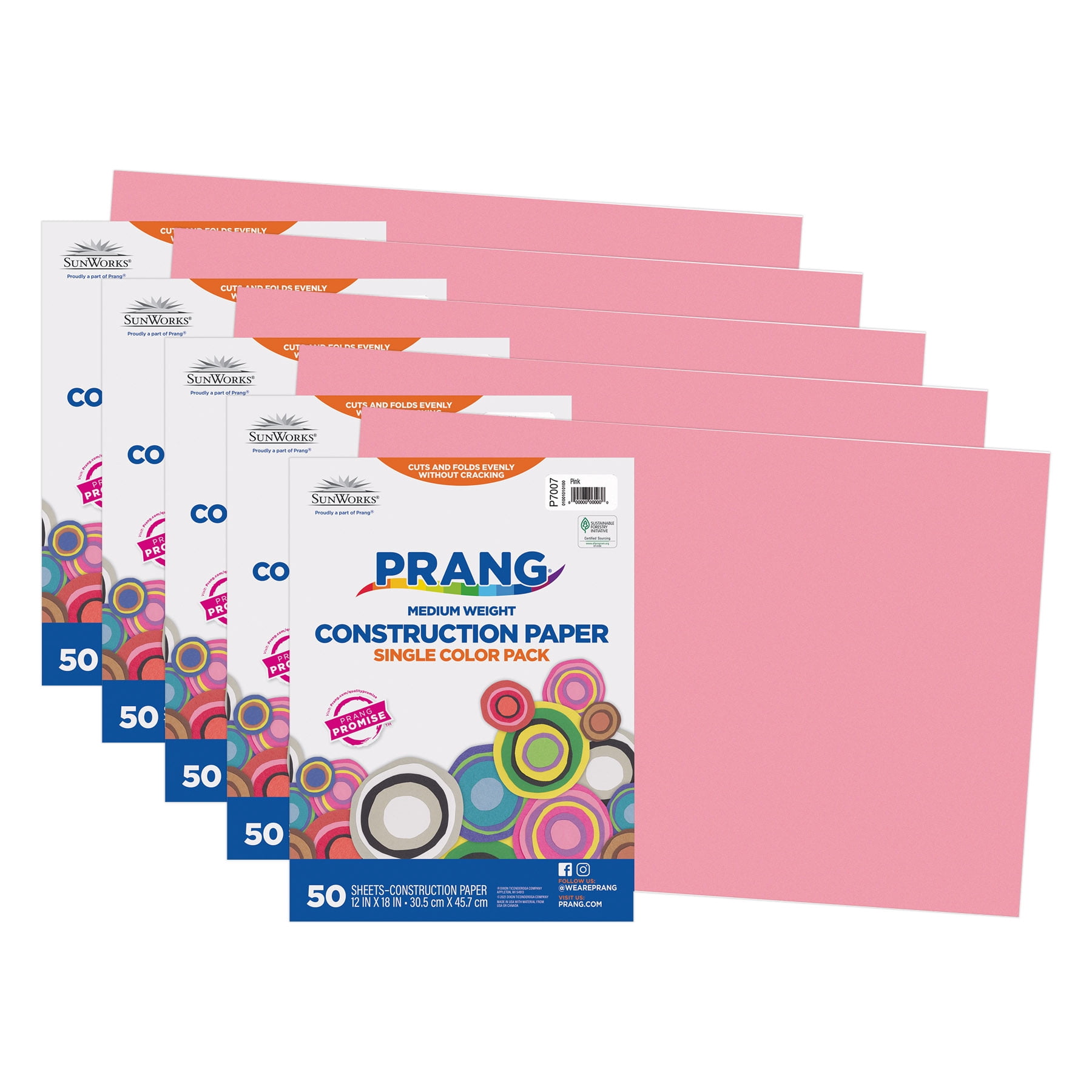 Prang Construction Paper, Medium Weight, Pink, 12" x 18", 50 Sheets Per ...