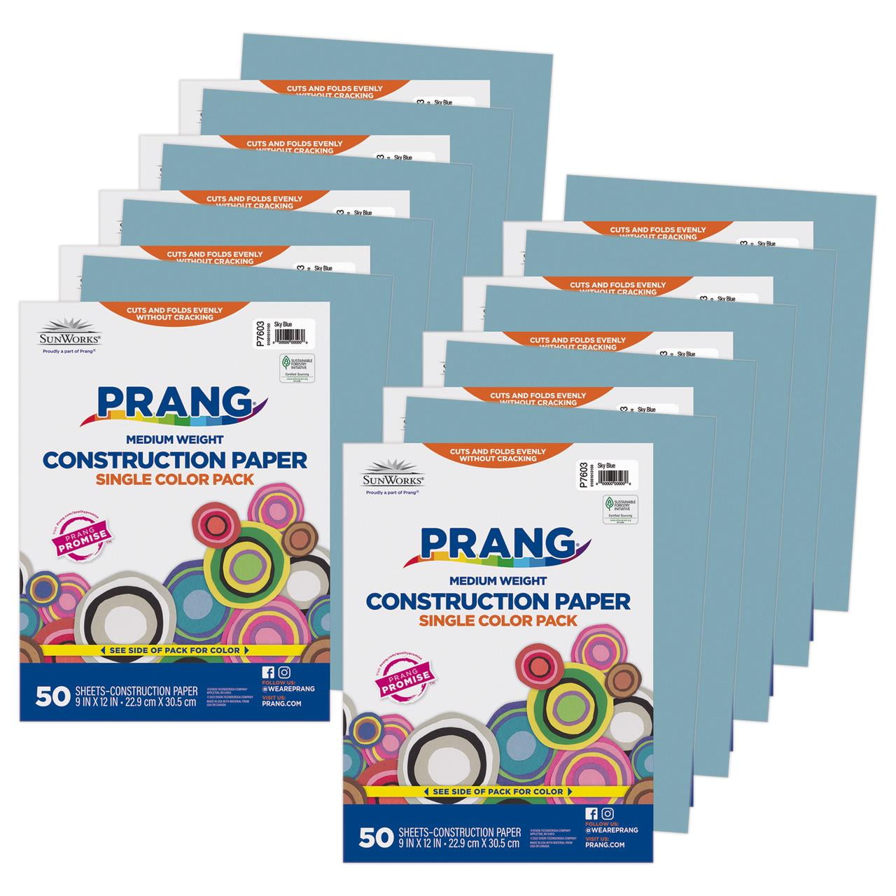 Prang Construction Paper, Medium Weight, Sky Blue, 9" x 12", 50 Sheets ...