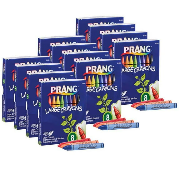 Prang® Crayons Large, Lift Lid Box, 8 per Box, 12 Boxes - Walmart.com