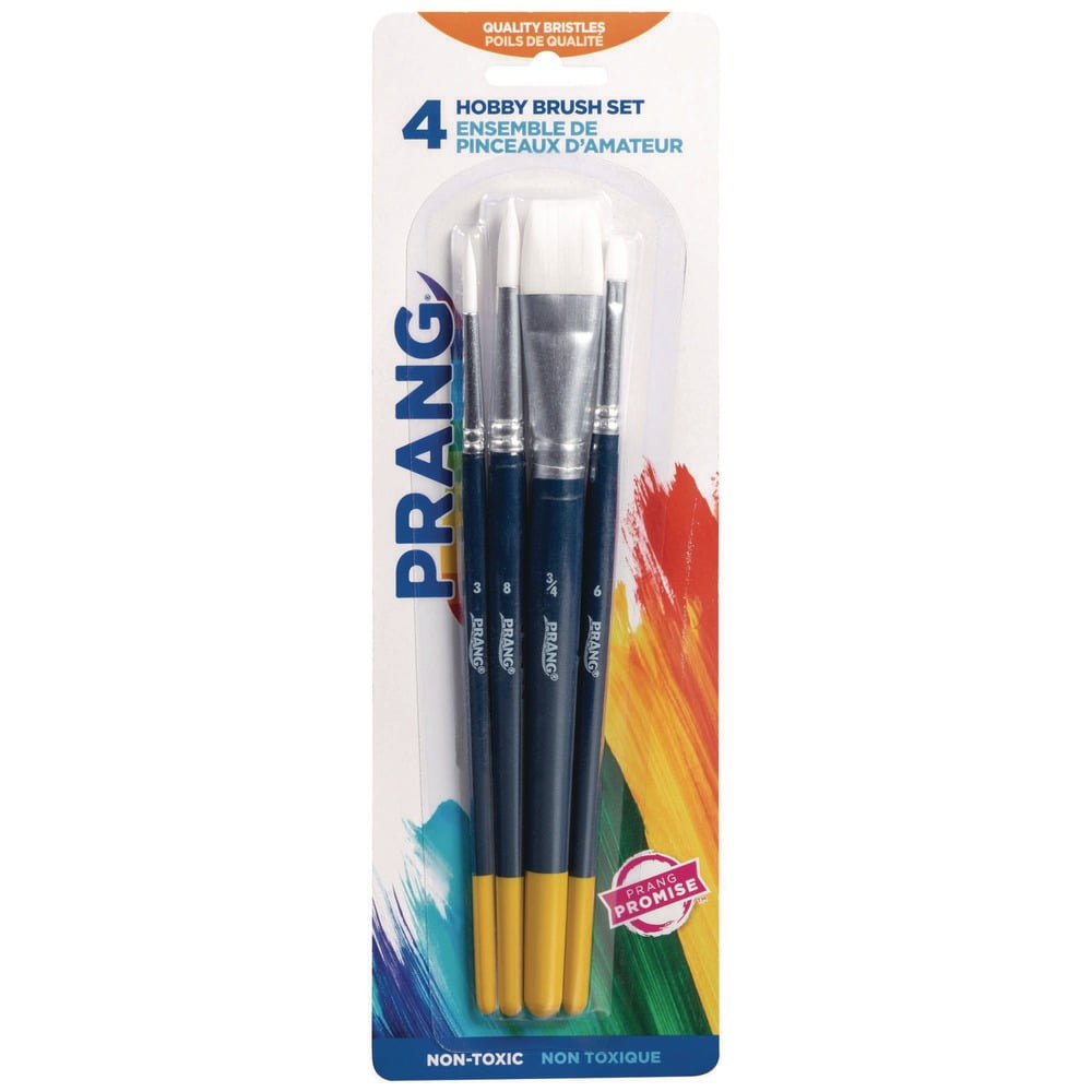 Prang® Hobby Four-Brush Set, Assorted, Synthetic, Flat; Round, 4/pack X94006 - Walmart.com