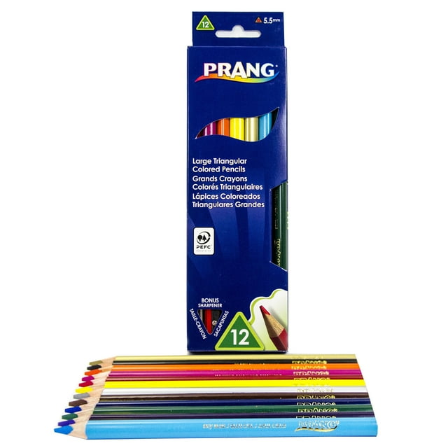 Prang® Large Pre-Sharpened Triangular Colored Pencils, 12 Per Pack, 3 ...