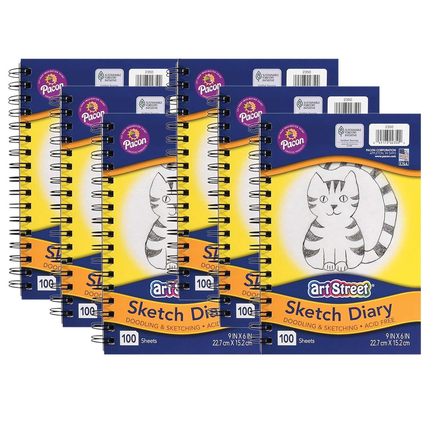 Prang Sketch Book, Lightweight, 9" x 6", 100 Sheets, Pack of 6 ...