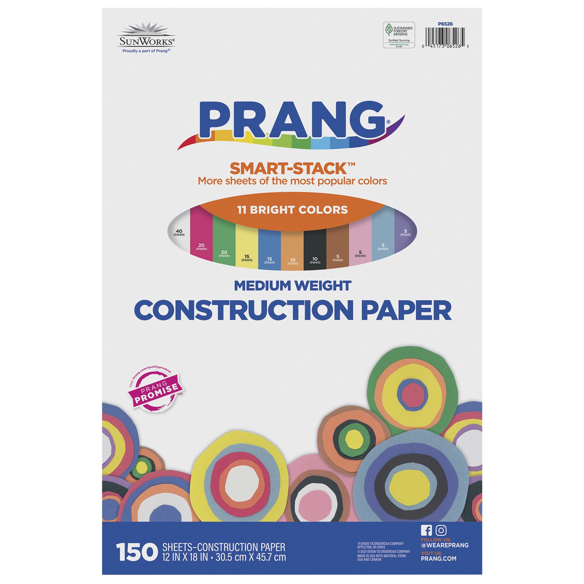 Prang Smart Stack 12" x 18" Construction Paper Assorted Colors 150 Sheets/Pack (P6526) - Walmart.com