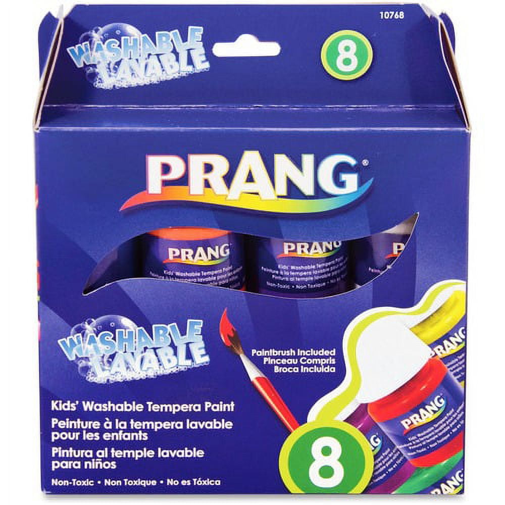 Prang Washable Tempera Paint Set - 0.85 fl oz - 8 / Set - Red, Orange, Yellow, Green, Blue ...
