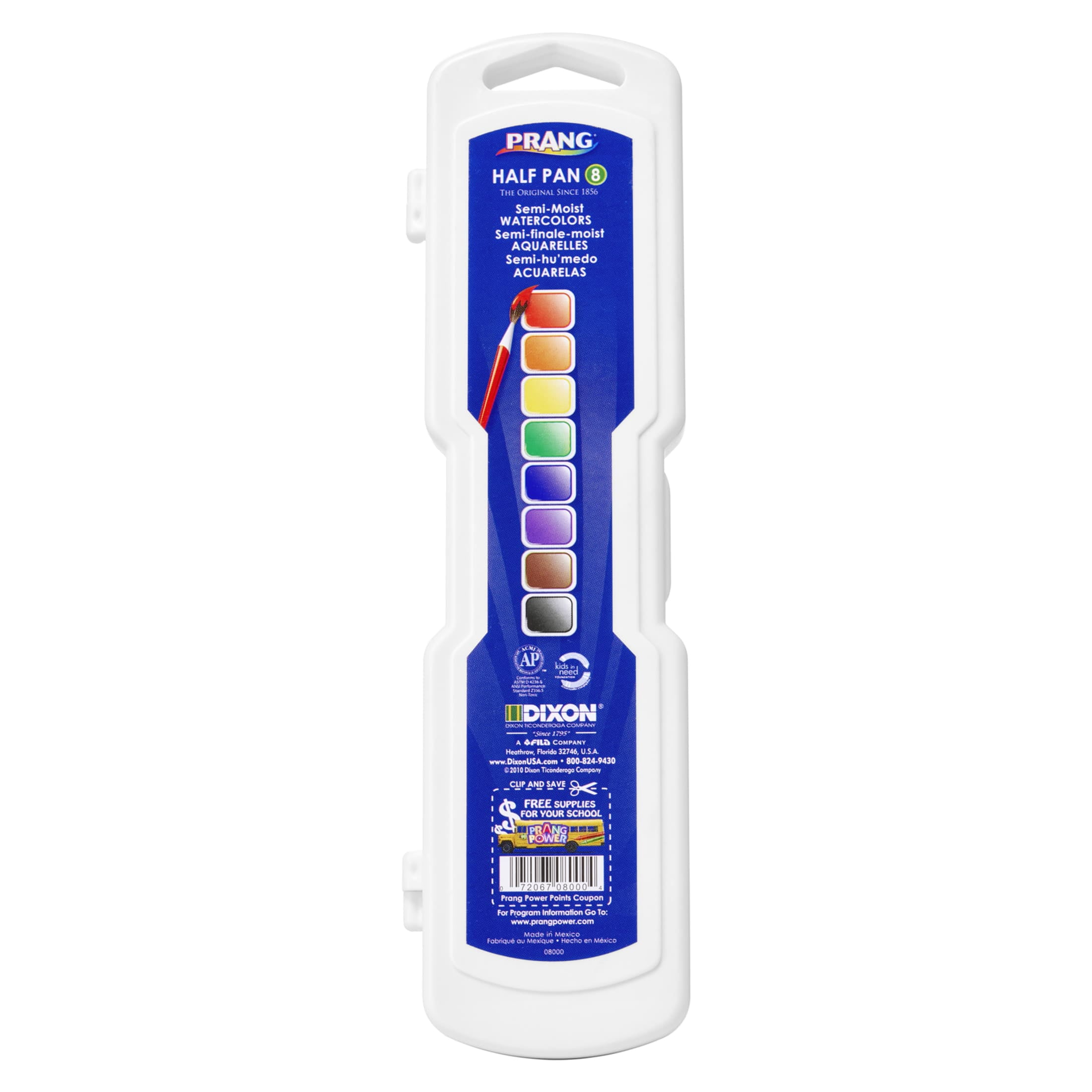 Prang Half Pan Watercolors - 8 Solid Paint Art Colors with Brush ...