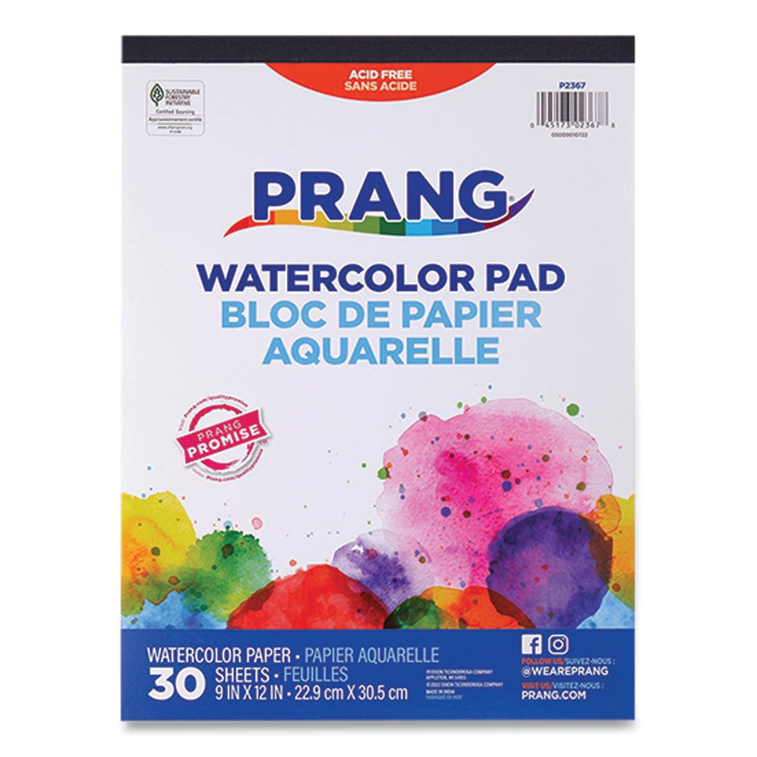 Prang Watercolor Paper Pad, Unruled, White/Multicolor Cover, 30 White 9 ...