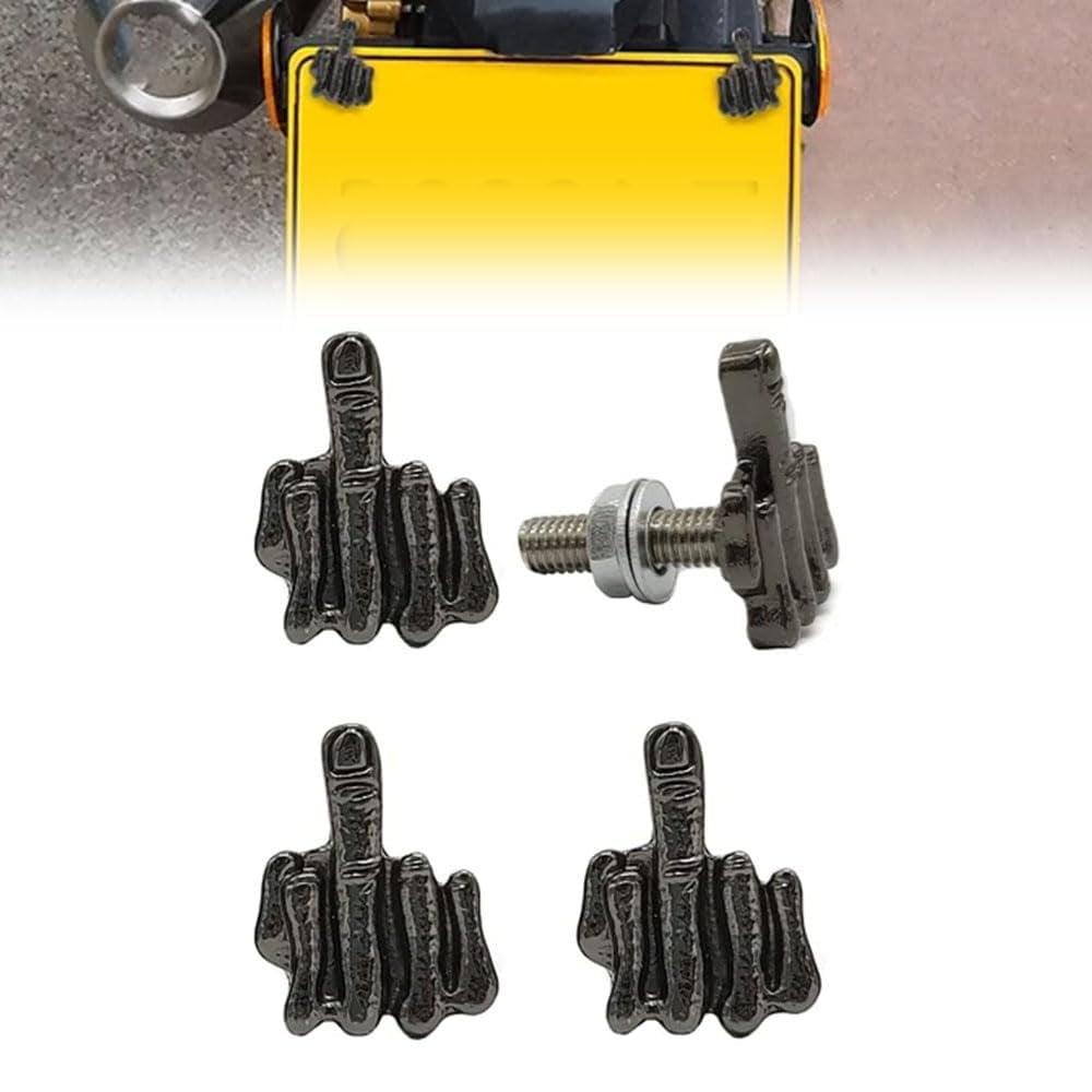 Prank License Plate Screws Kit, Finger Shape Stainless Steel License ...