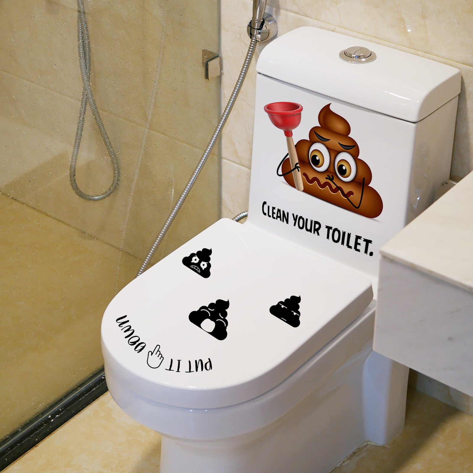 Prank Stickers CLEAN YOUR TOILET Toilet Sticker Decal Funny Stickers ...