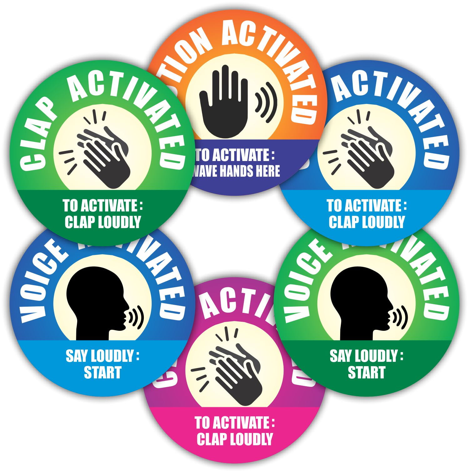 Prank Stickers - (Pack of 120) 2" Large Round Fake Voice Motion Clap ...