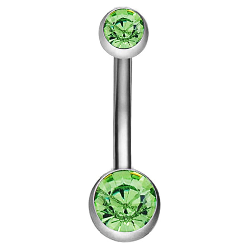 Prasinous Dual Rhinestone Stainless Steel Navel Button Piercing Jewelry ...