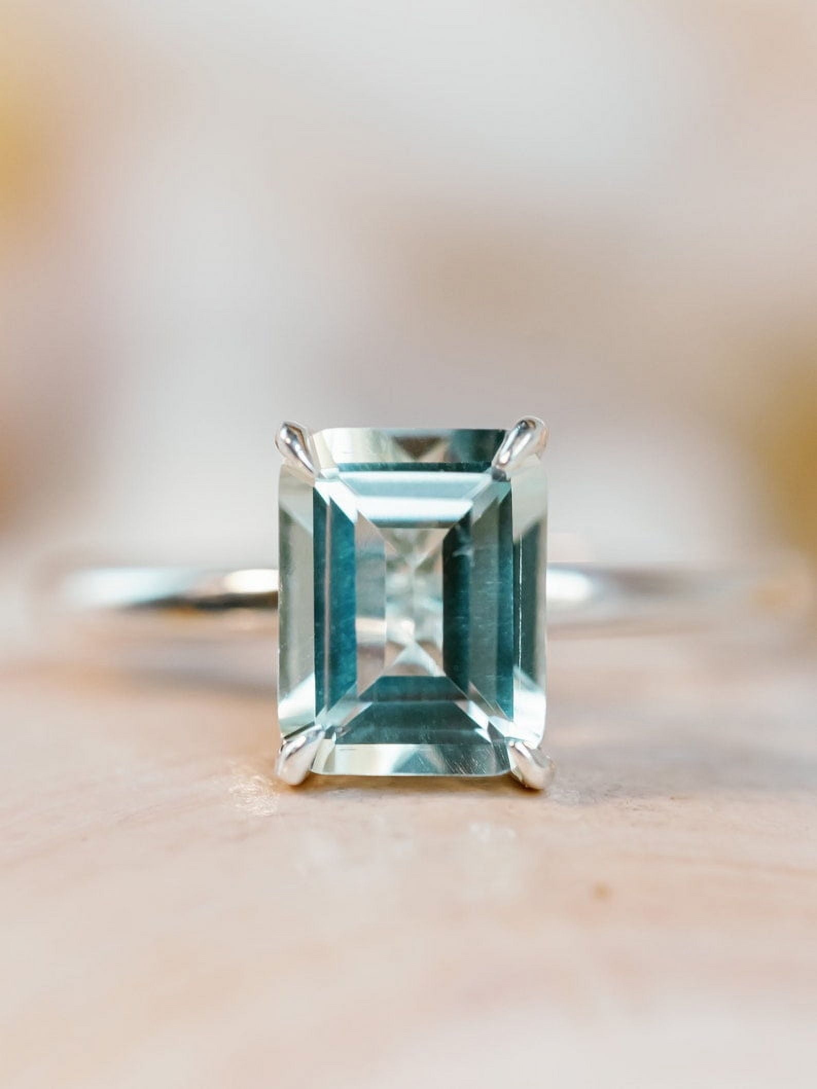 Siya Gems & Jewellery Emerald Cut Green Prasiolite Ring, 2.00ct ...