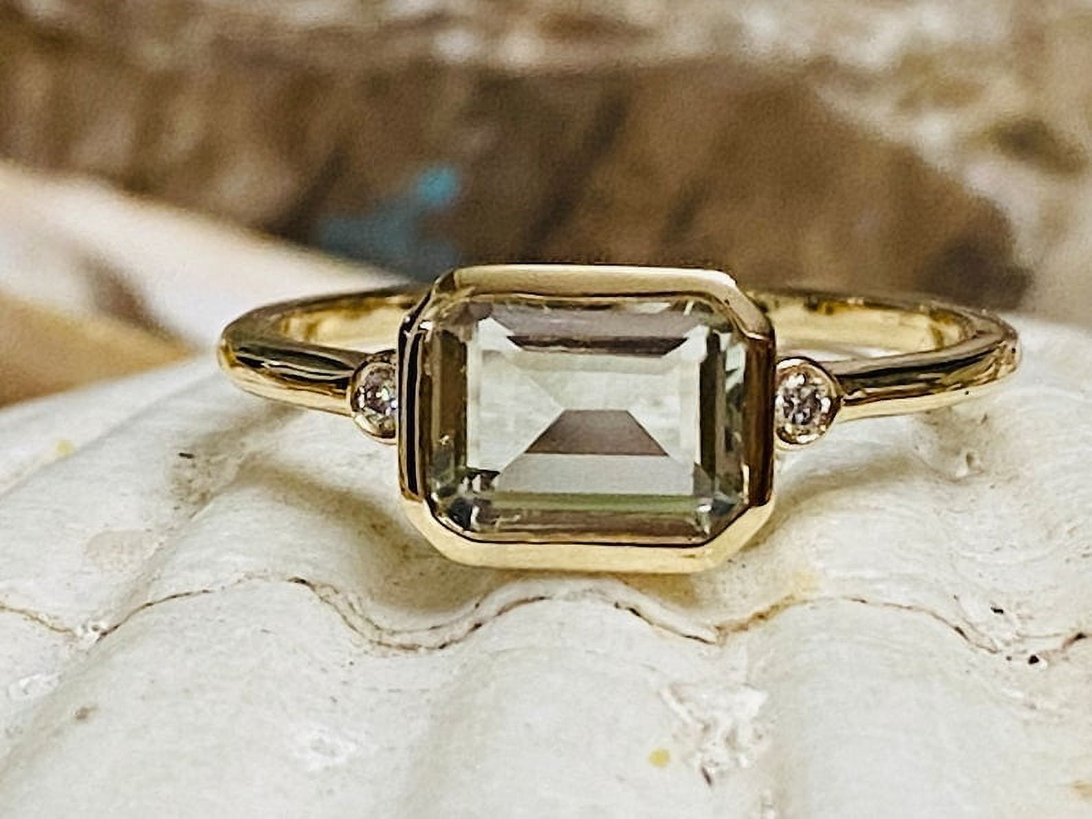 Prasiolite Ring, Prasiolite Engagement Ring, Gold Prasiolite Ring ...