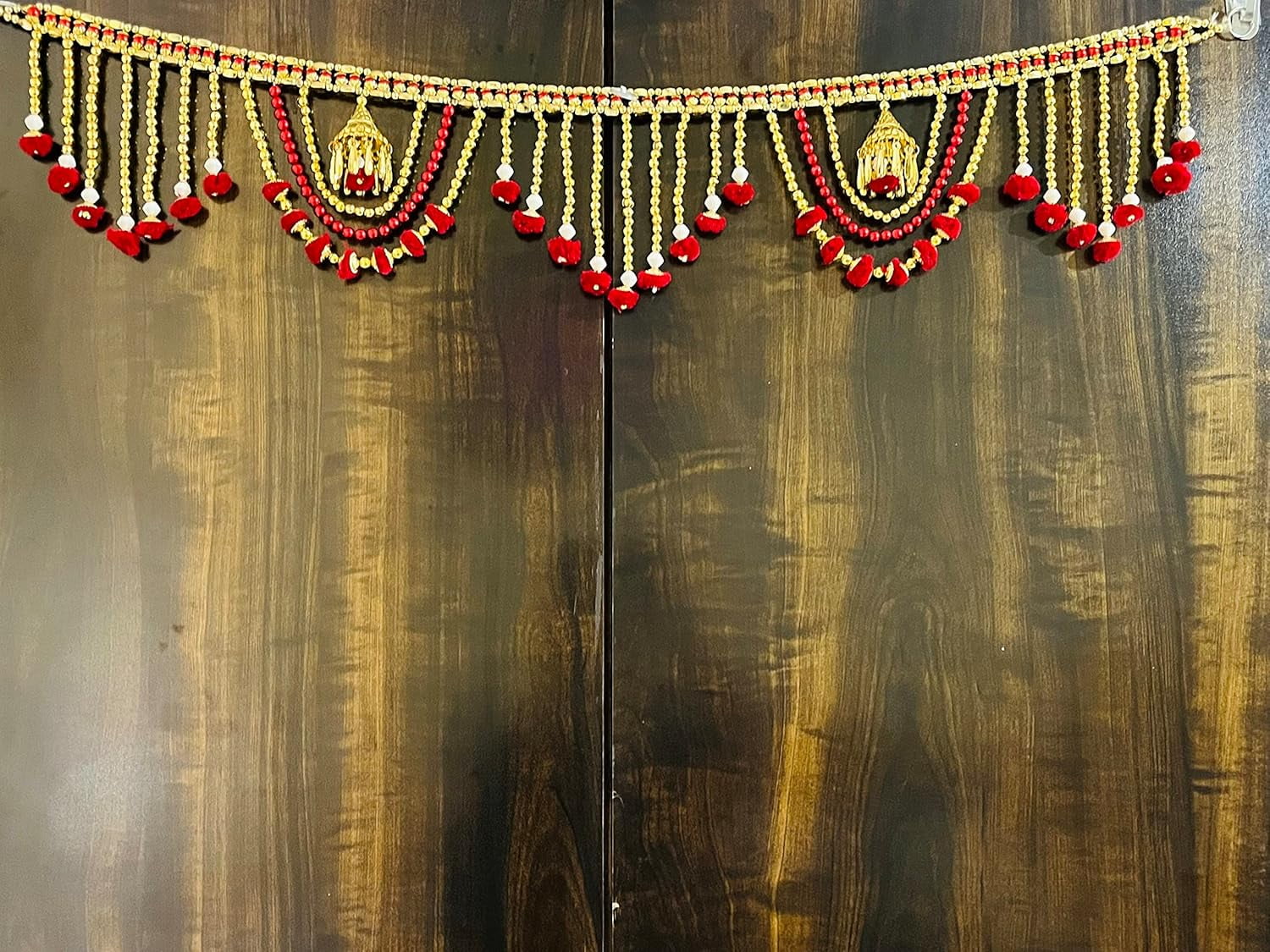 Pratham Enterprises Handcrafted Golden Jhumar Design Toran with Golden Moti Red PumpumBest ...