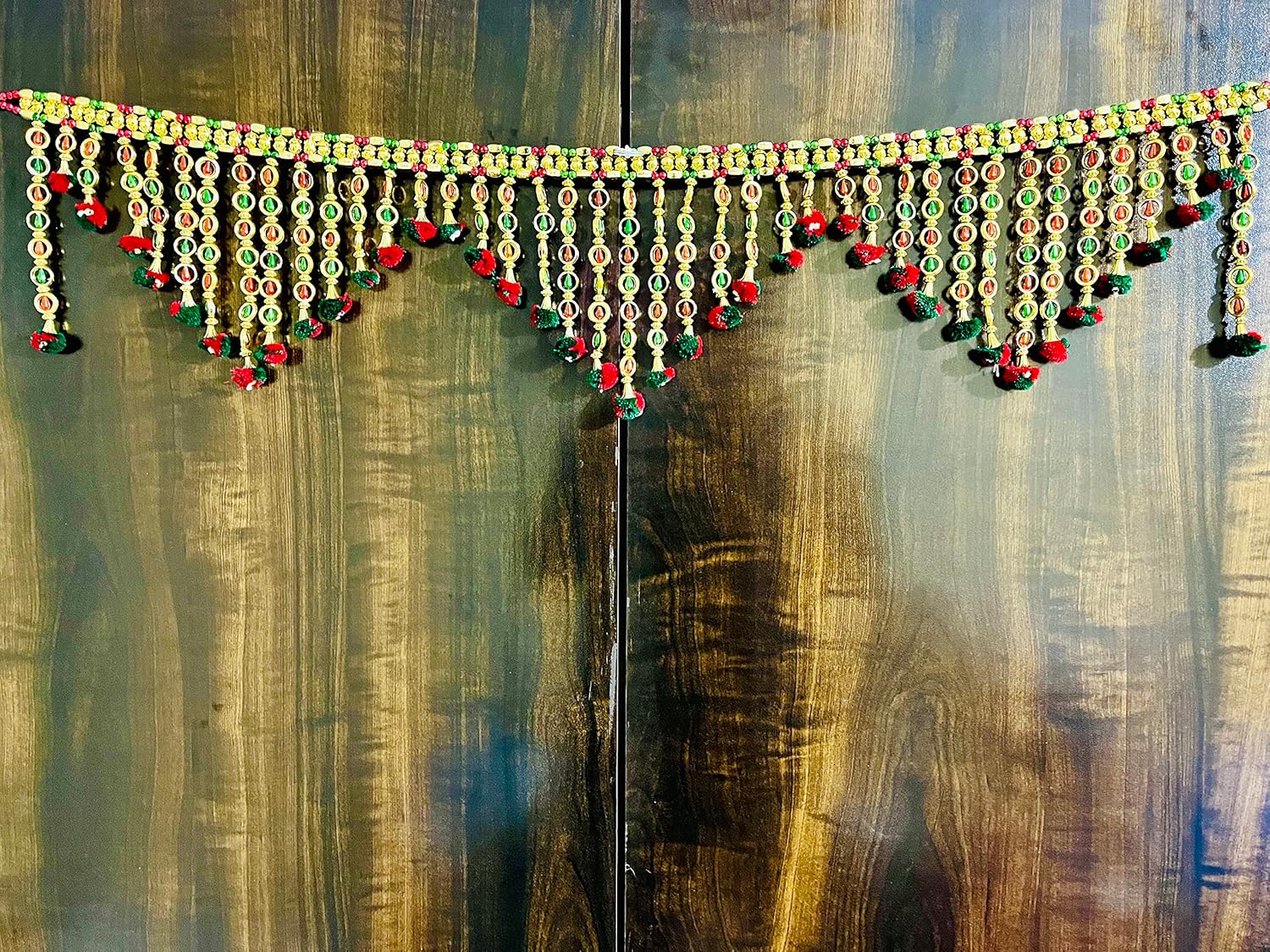 PrathamEnterprises Handmade Golden Jhumar Toran with Colourful Pumpum ...