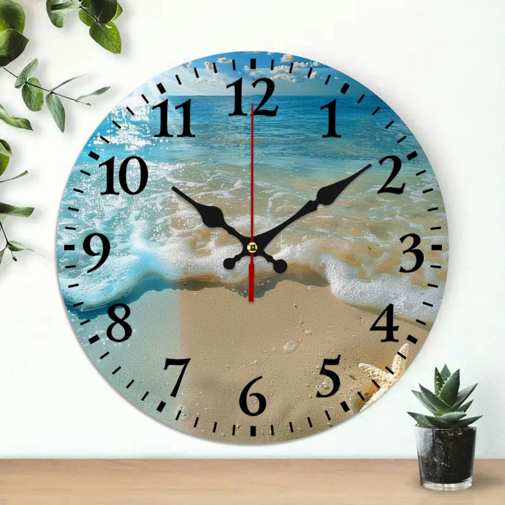 Pratyus 10-Inch Starfish Beach Ocean Theme Wall Clock for Living Room ...