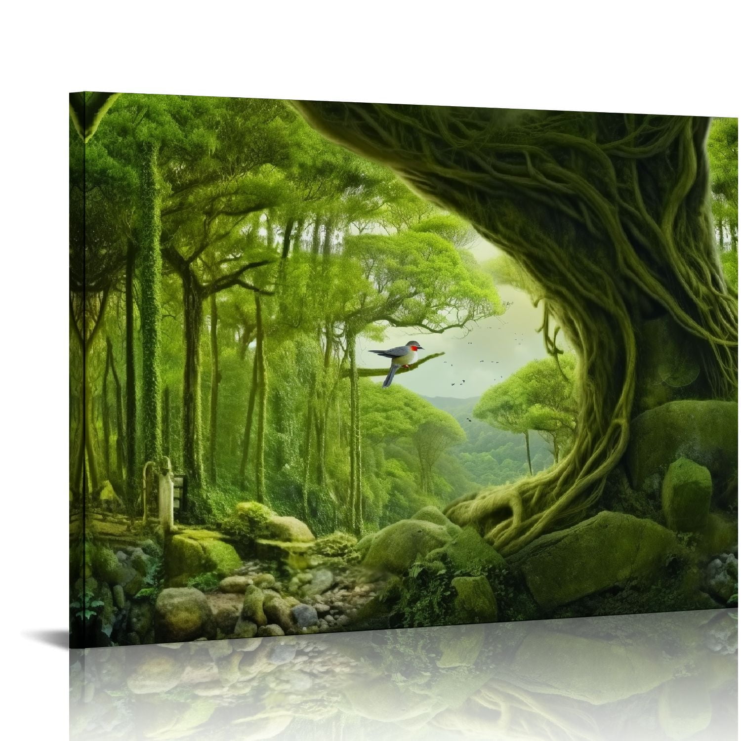 Pratyus Bird Moss Magical Realism Canvas Wall Decor for Bedroom Kitchen ...
