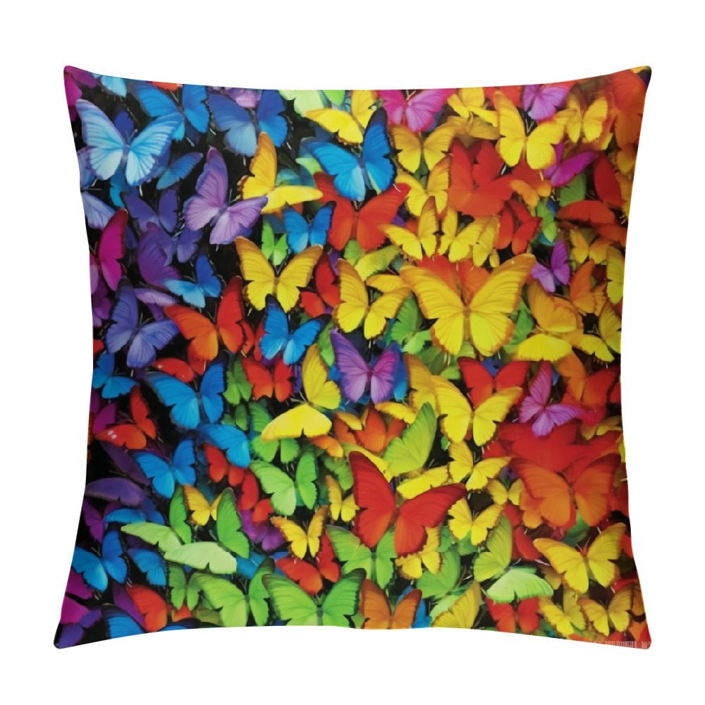 Pratyus Butterflies Rainbow Colors Pillow Cases with Zipper Home Decor ...
