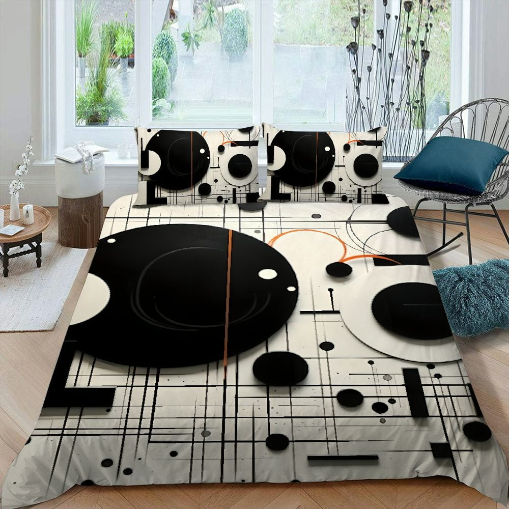 Pratyus Circles Shapes Black Ball 3-Piece Bedding Set - High Quality ...