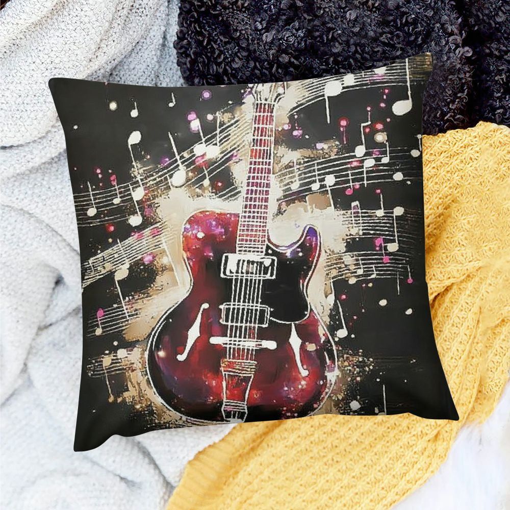 Pratyus Farmhouse Decor Guitar Musical Notes Pillow Cushion Case for ...