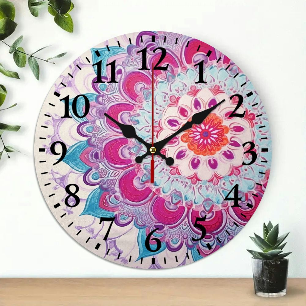 Pratyus Flower Colorful Sacred Geometry Wall Clock 10 Inch Silent ...