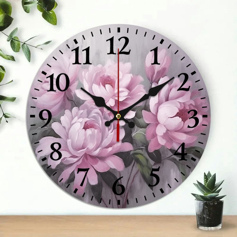 Pratyus Flowers Leaves Wall Clock, Decorative Round Analog Clock for ...
